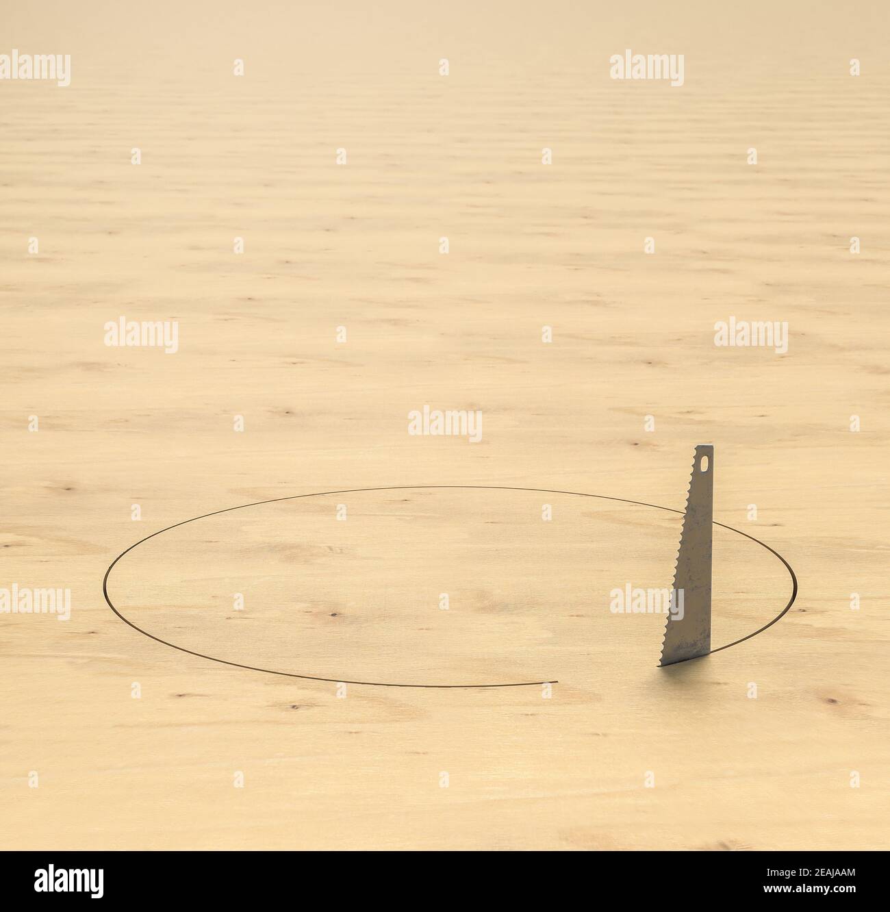 saw cuts a circular hole in a wooden floor Stock Photo - Alamy