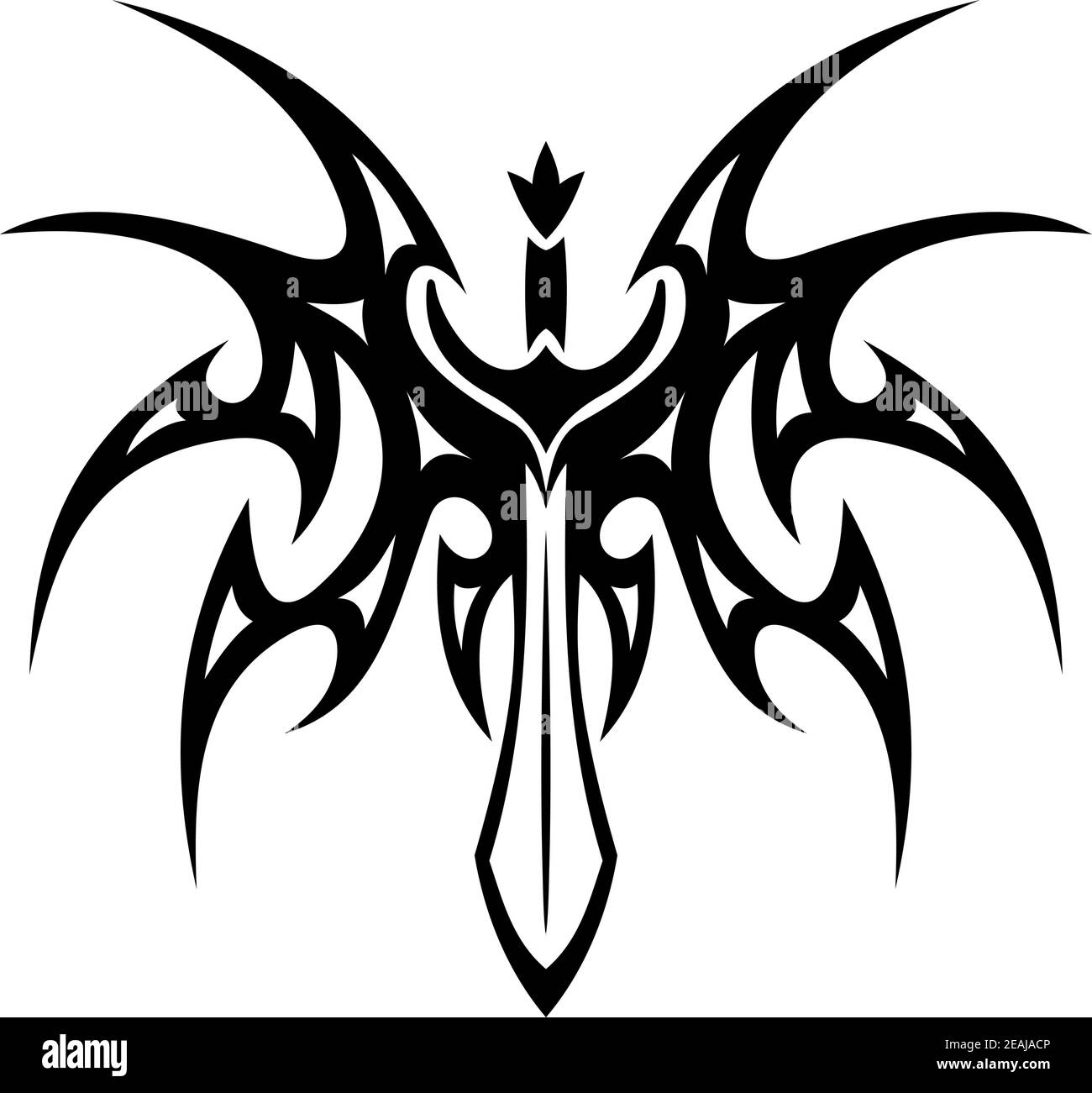 Winged sword banner heraldic design Black and White Stock Photos ...
