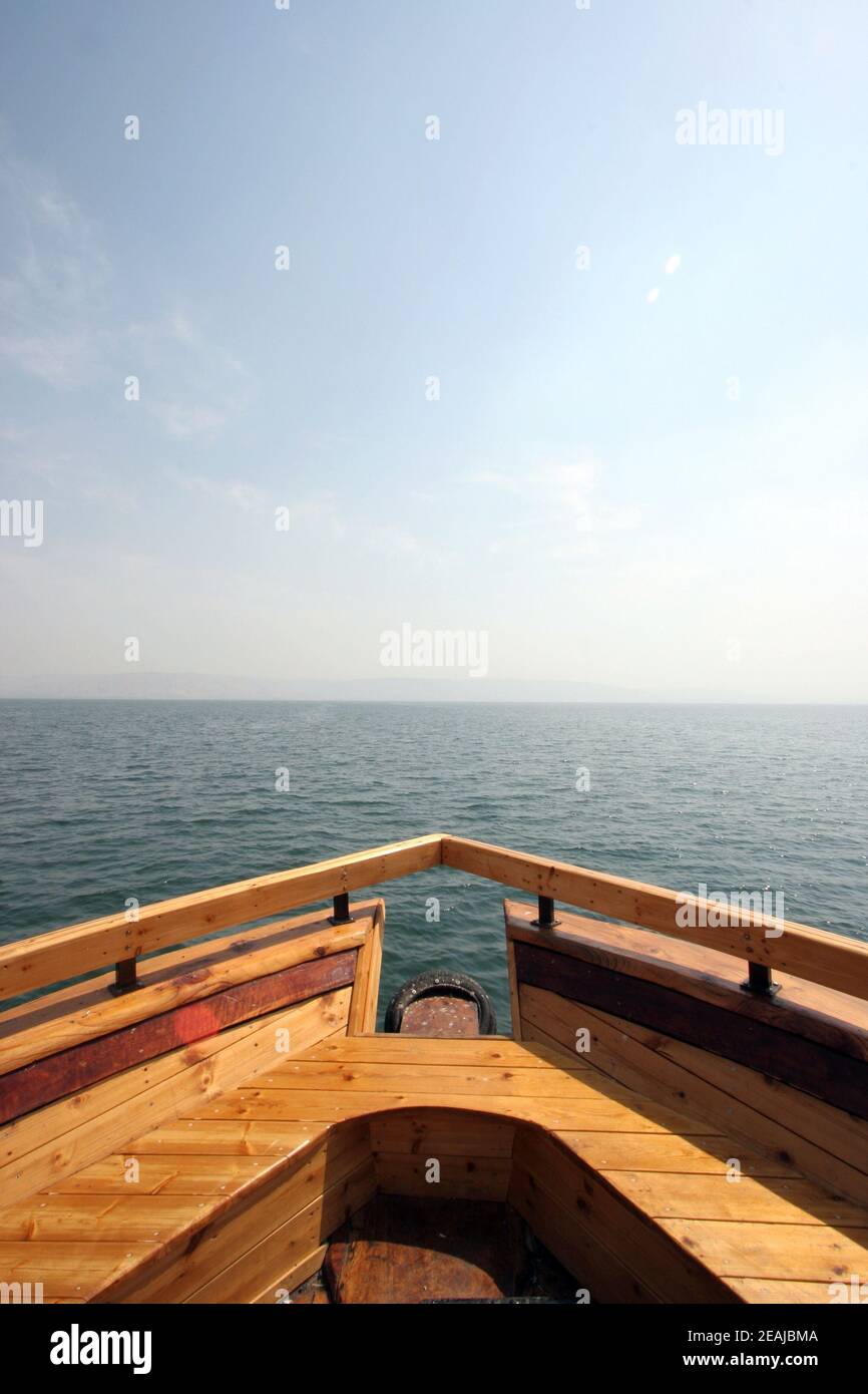 Boat on the Sea of Galilee Stock Photo - Alamy