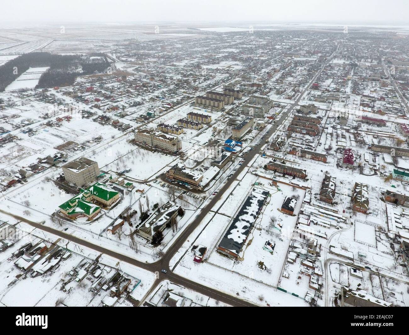 Aerial View Russian Winter Village High Resolution Stock Photography ...