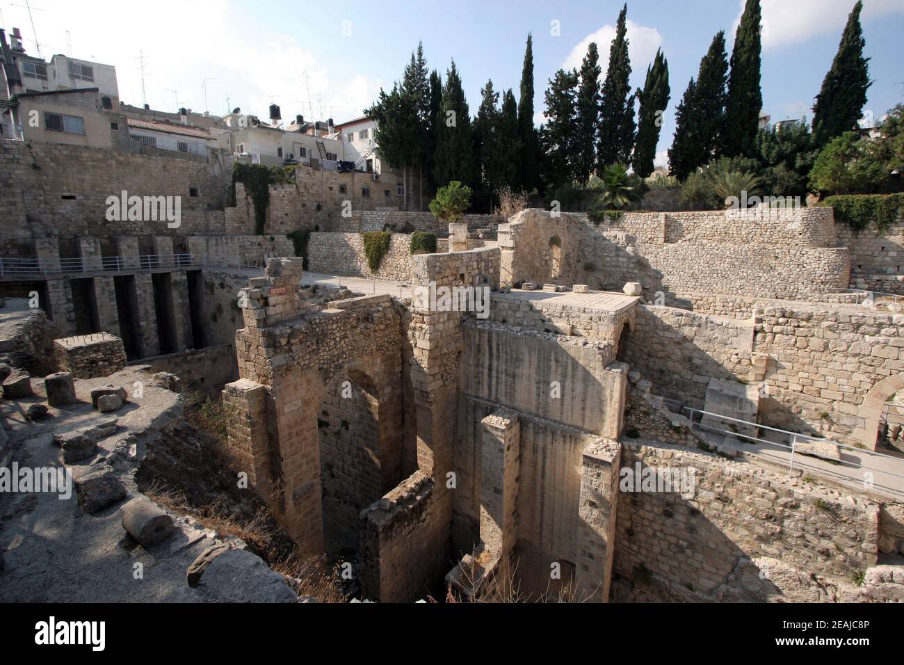 Ancient ruins of pools in the Muslim Quarter of Jerusalem Stock Photo ...