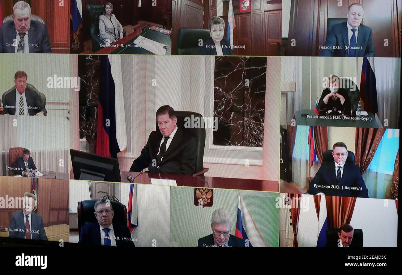 February 9, 2021. - Russia, Moscow Region, Novo-Ogaryovo. - A screen ...