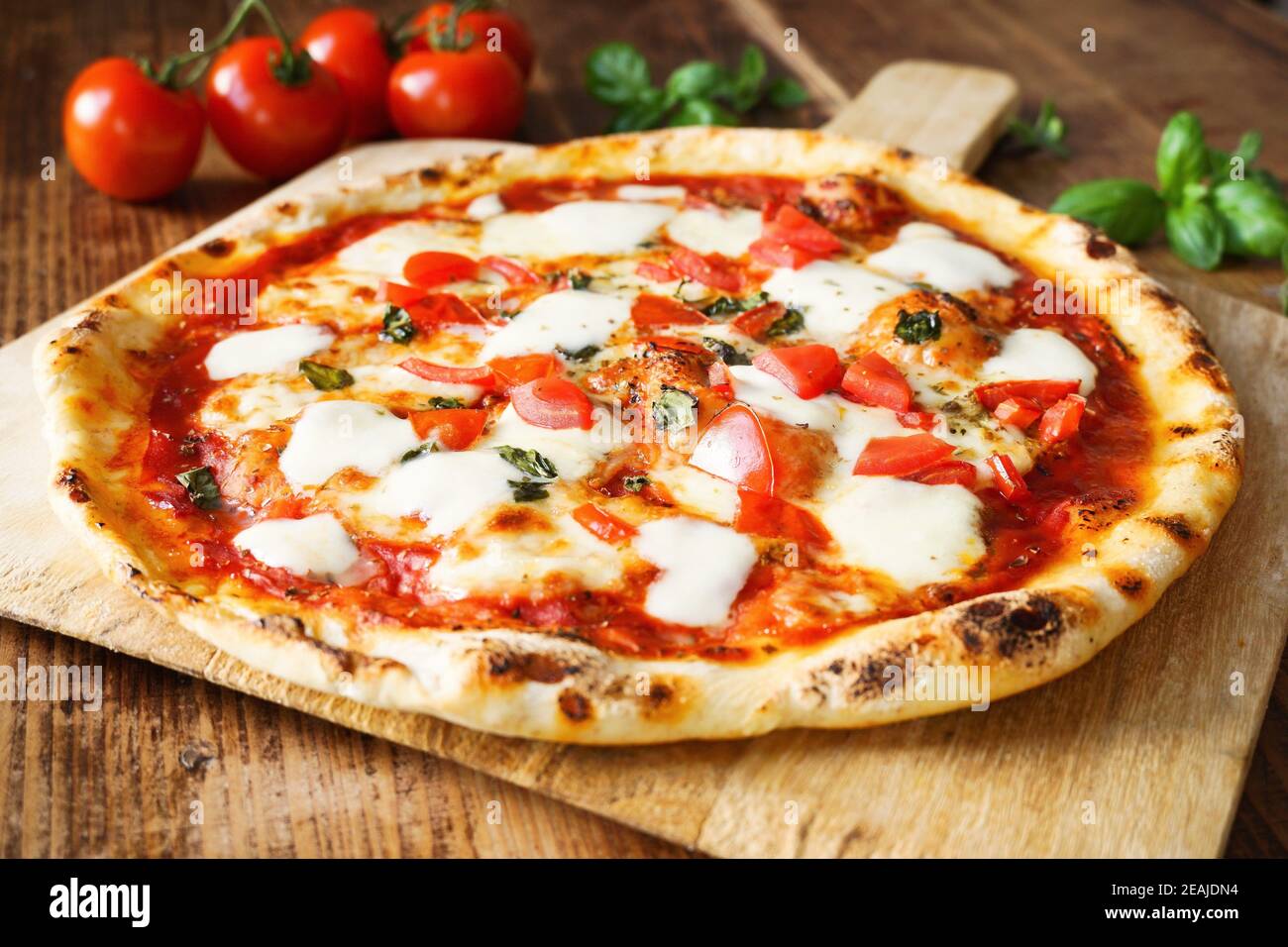 Fresh Homemade Italian Pizza Margherita with buffalo mozzarella and ...
