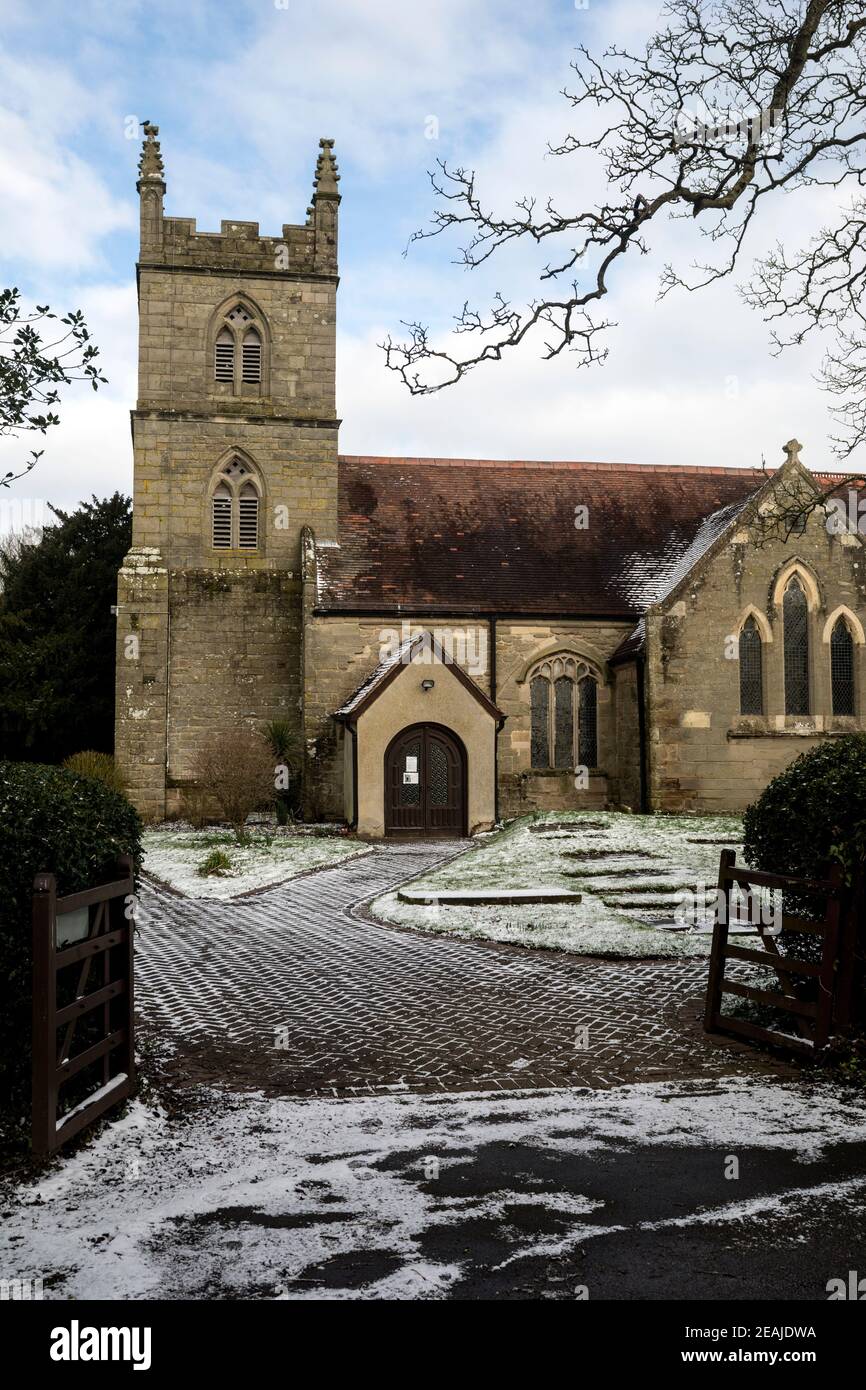 St. Michael`s Church in winter, Budbrooke, Warwickshire, England, UK ...
