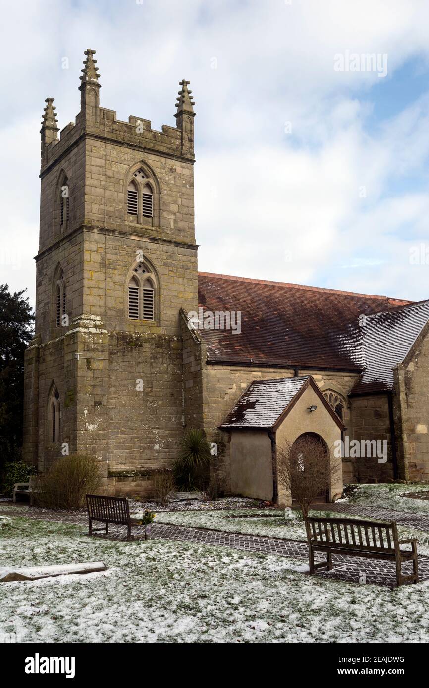 St. Michael`s Church in winter, Budbrooke, Warwickshire, England, UK ...