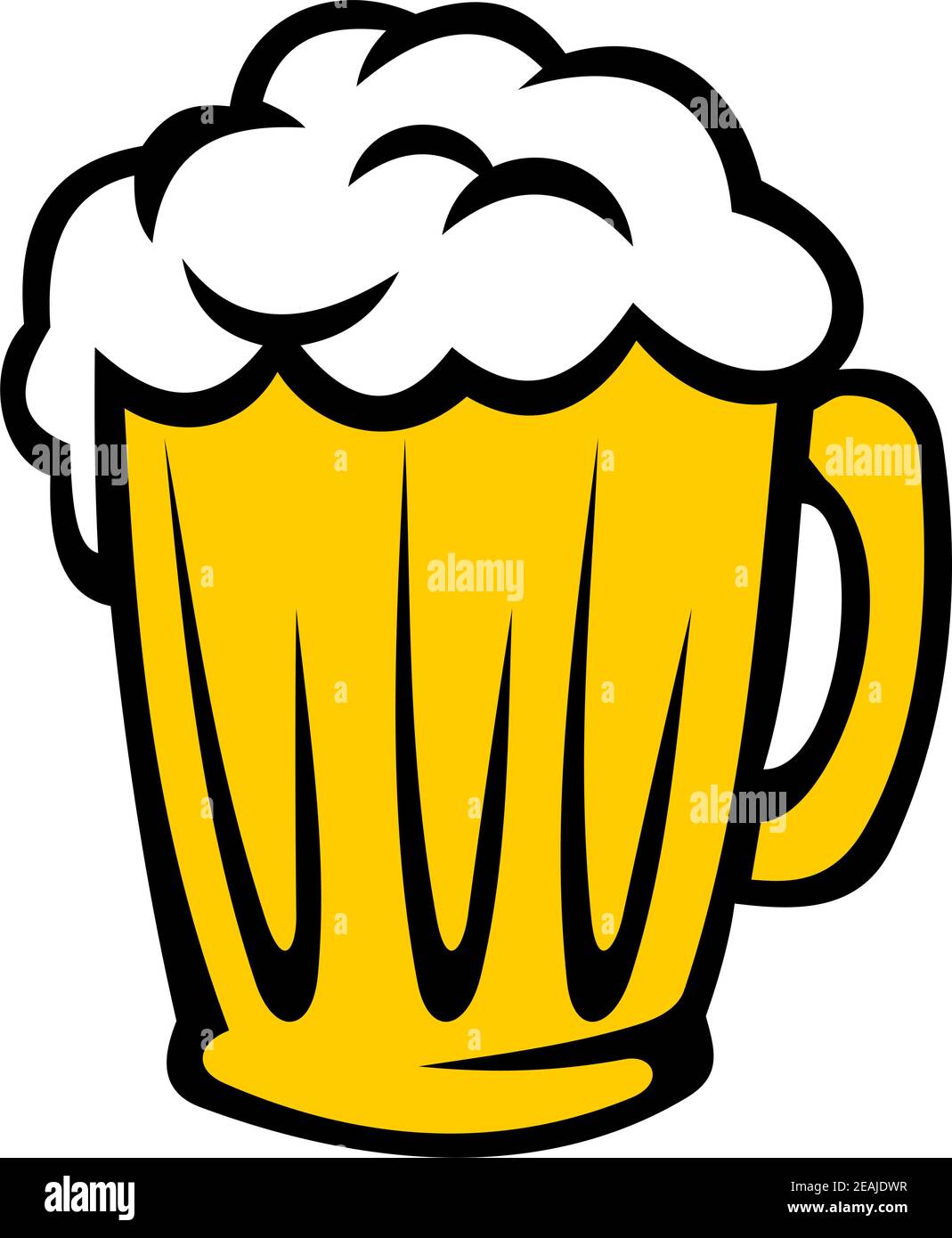 Tankard full of golden frothy beer with a good head of froth, cartoon ...