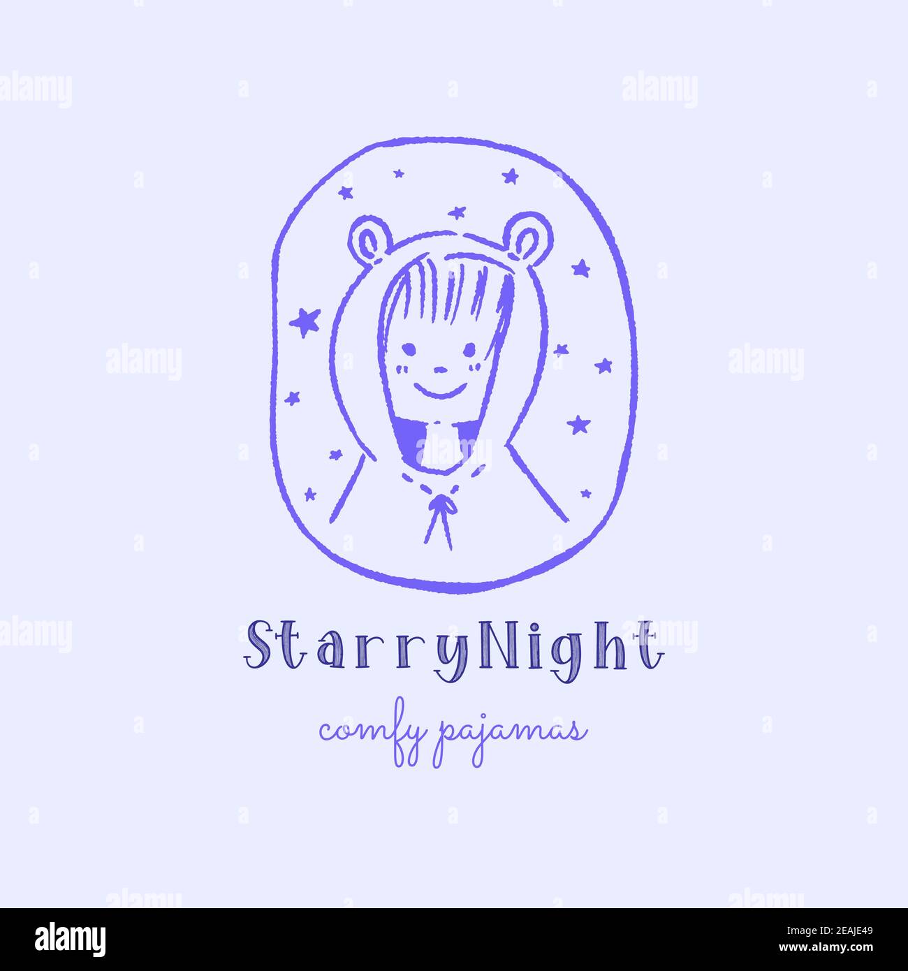 Clothing's Brand Logo With An Illustration Of A Girl in Pajamas Stock ...