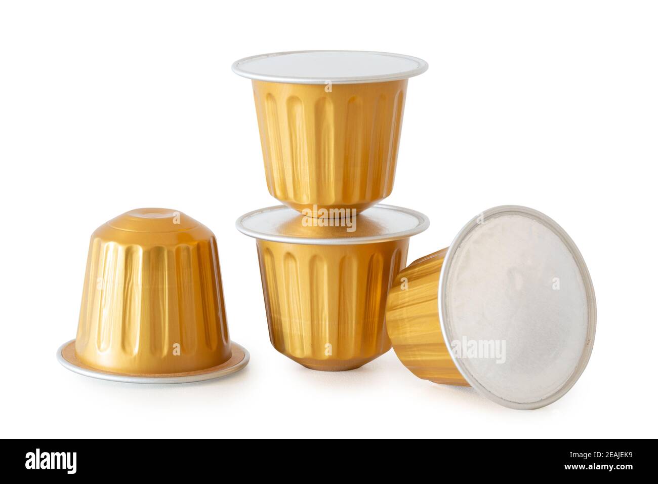 Espresso coffee capsules isolated on white with clipping path Stock ...