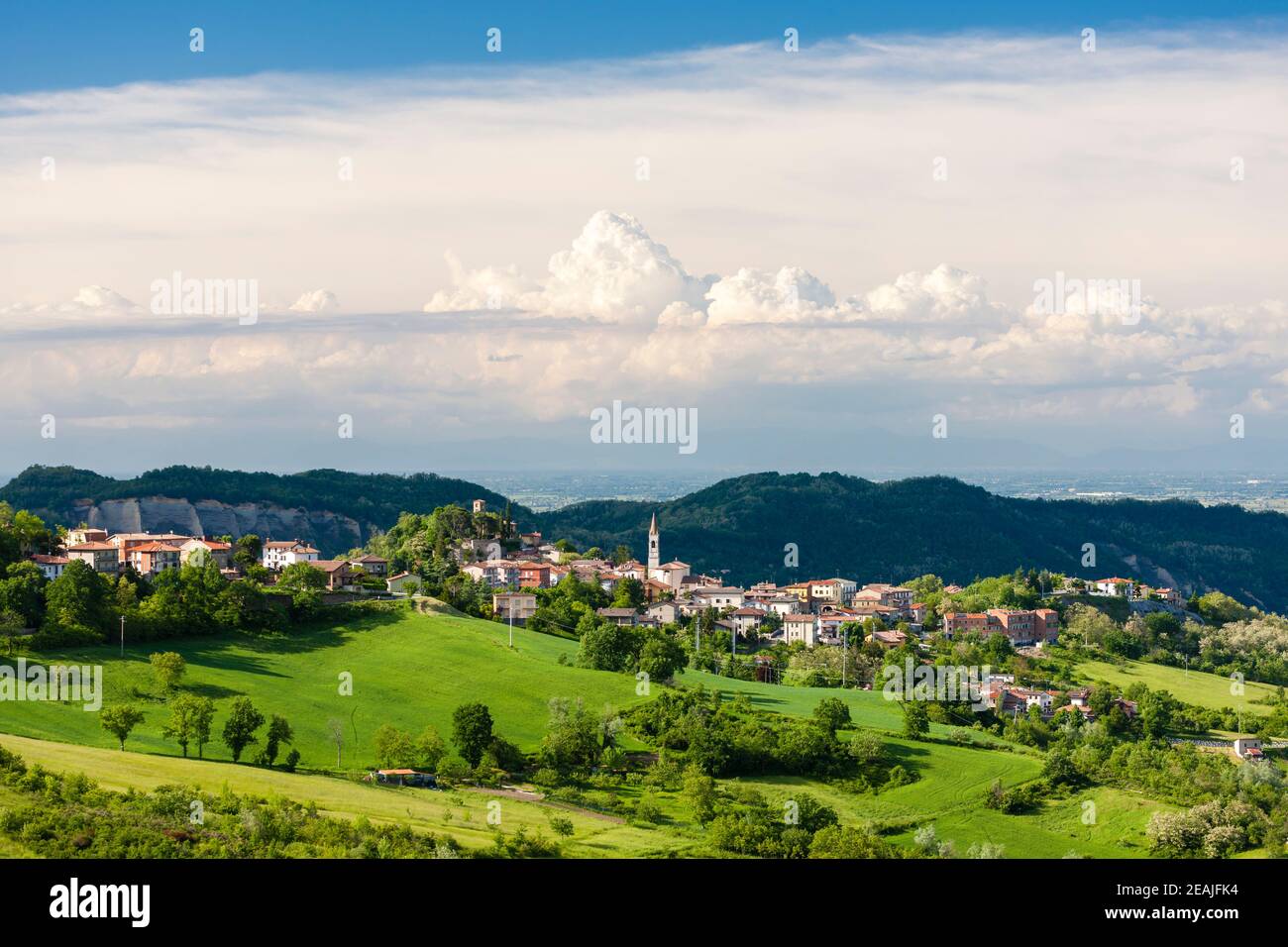 landscape with village Vernasca, Italy Stock Photo - Alamy