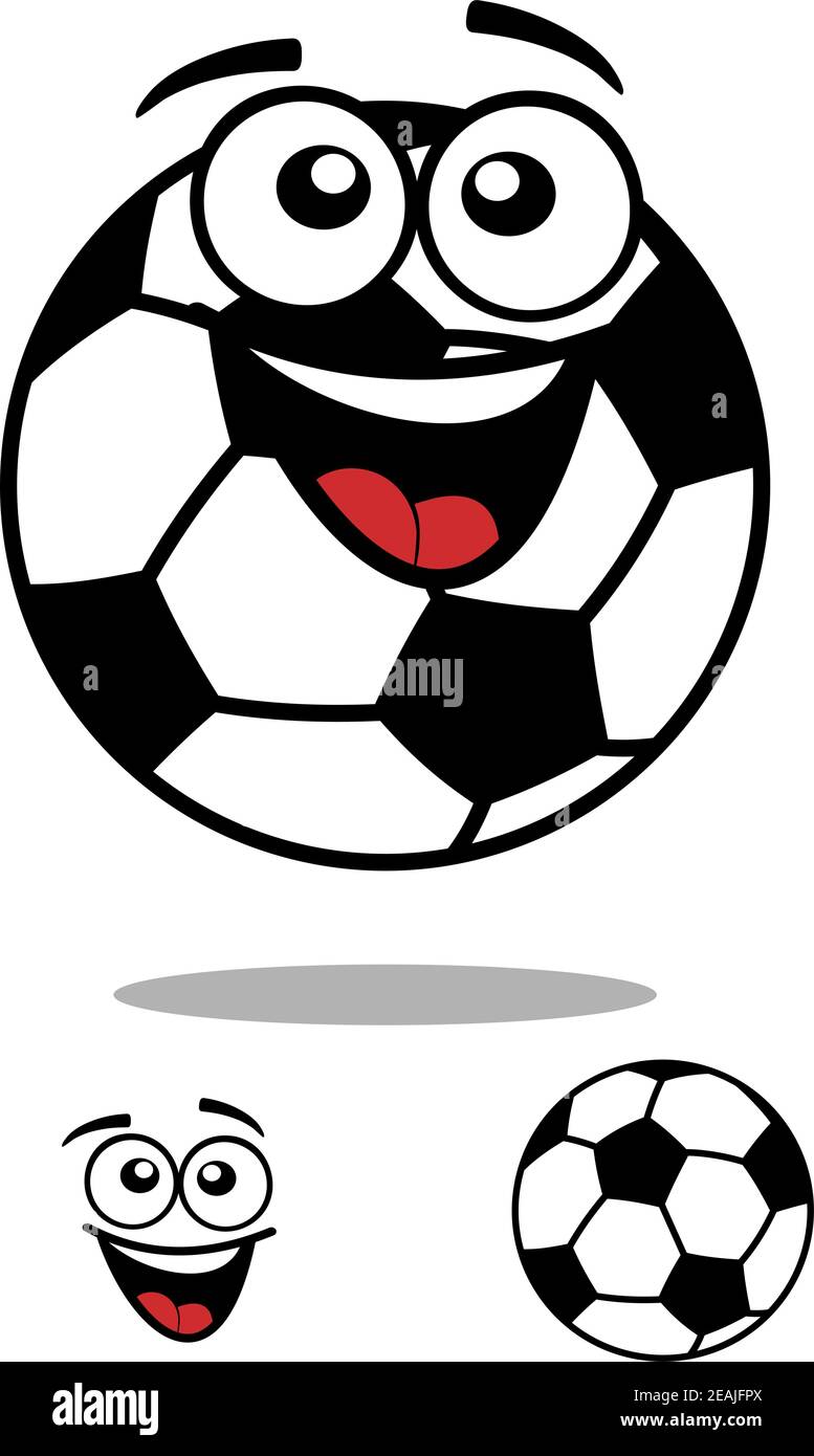 Laughing cheerful cartoon football or soccer ball characters with ...