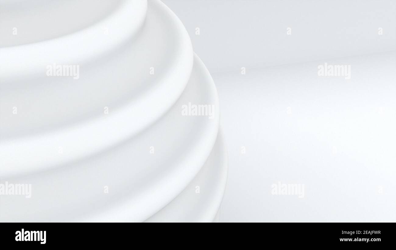 White circular elements. 3d rendering of a spherical shape with waves ...