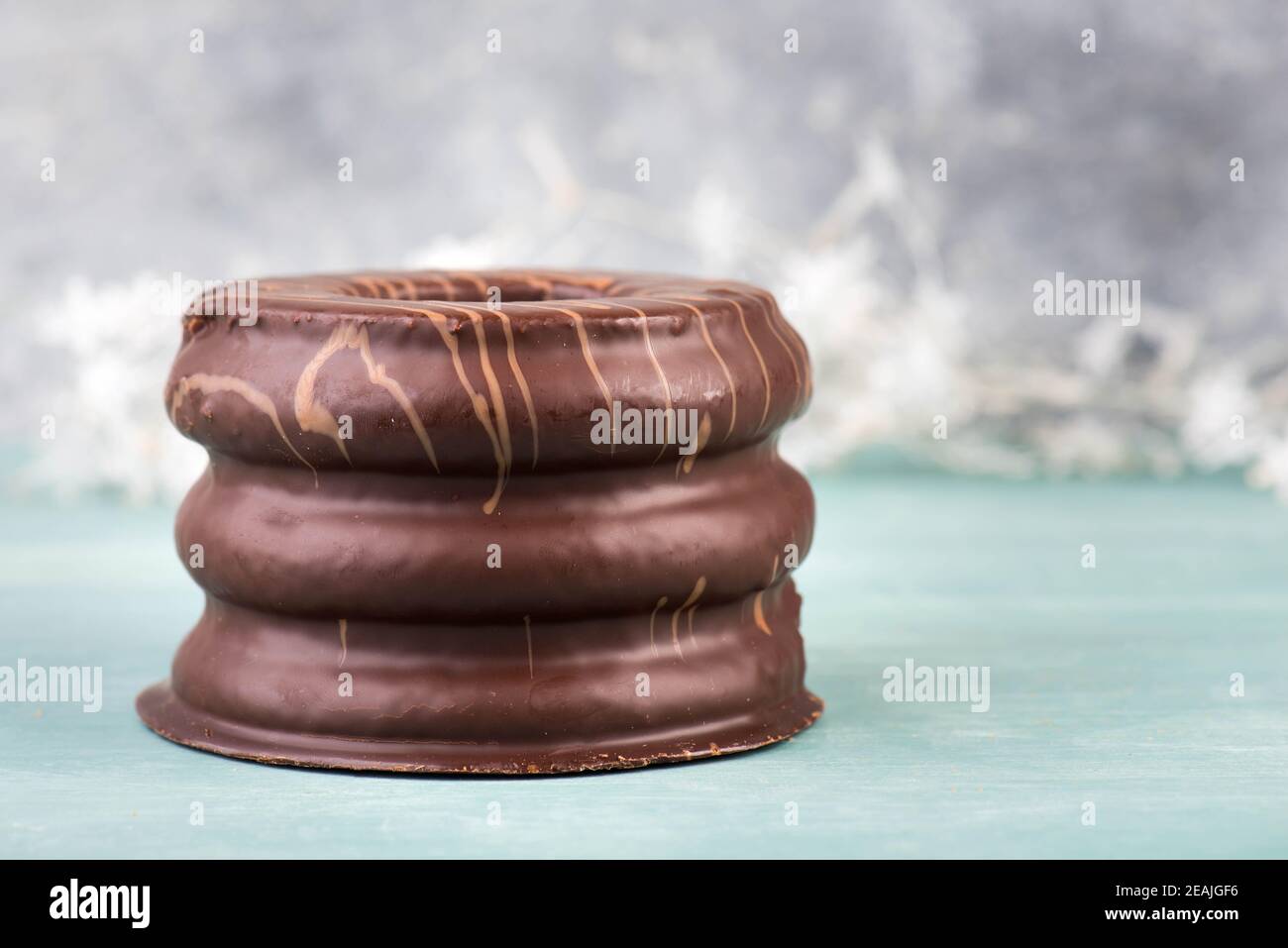Traditional german christmas chocolate cake called Baumkuchen, winter ...
