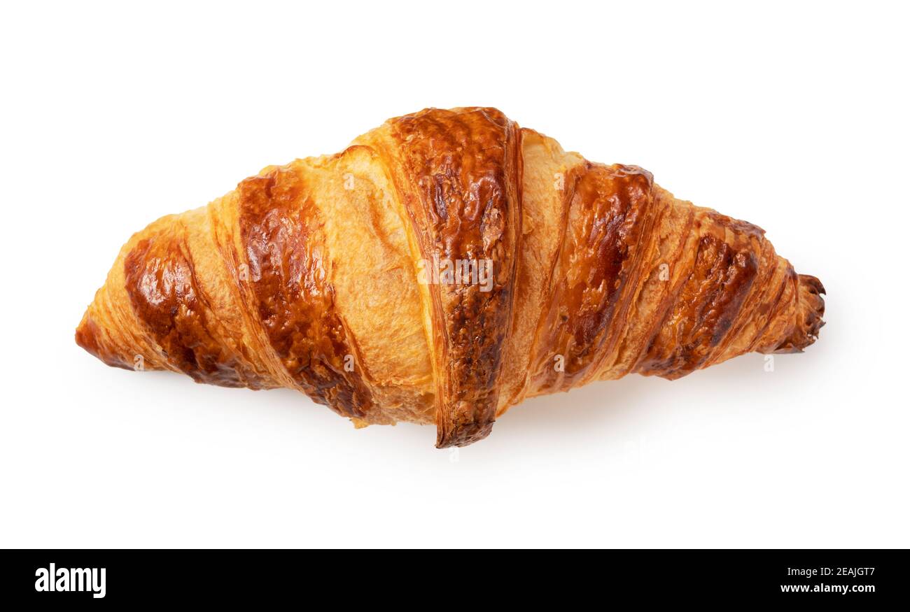 One croissant on a white background Stock Photo - Alamy