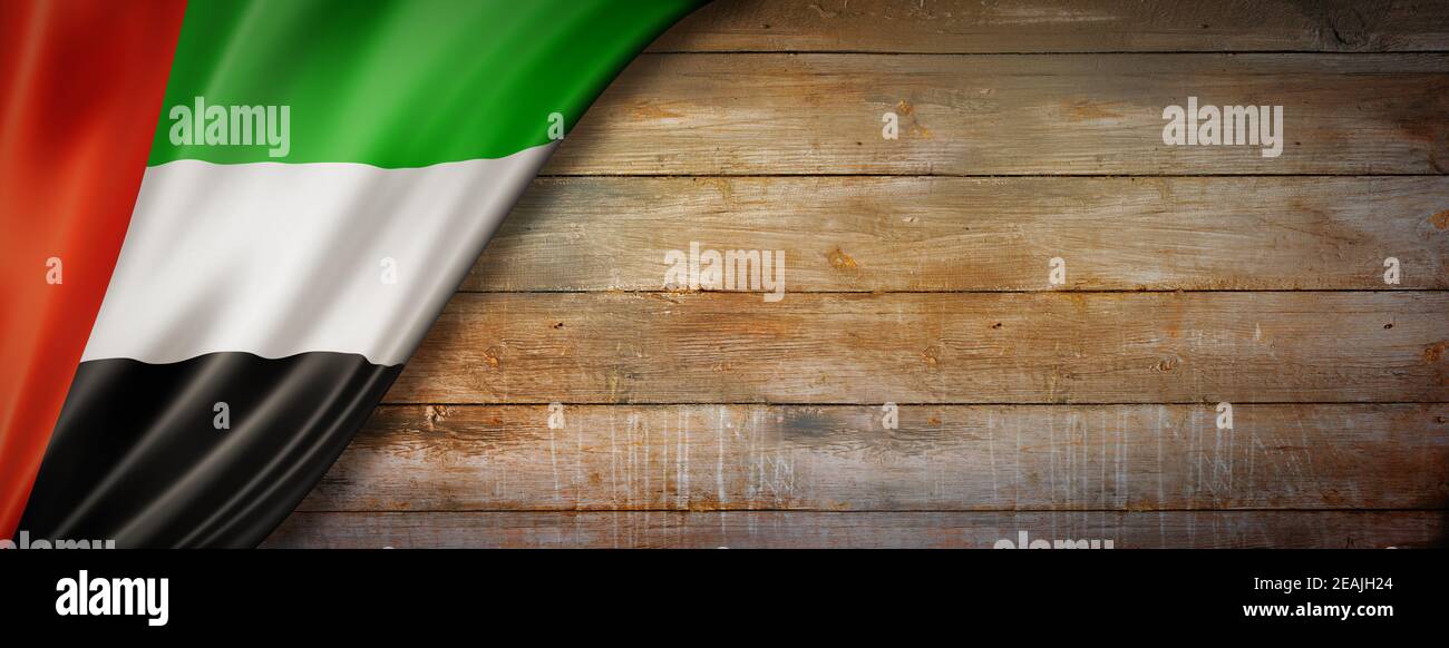 United Arab Emirates flag on vintage wood wall banner Stock Photo - Alamy