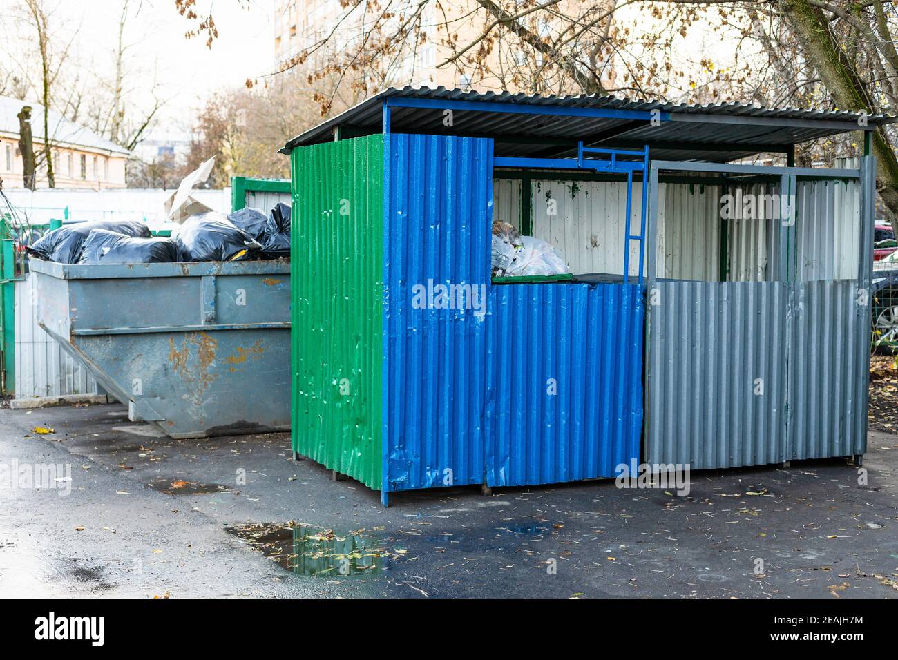 municipal waste site with garbage containers Stock Photo - Alamy