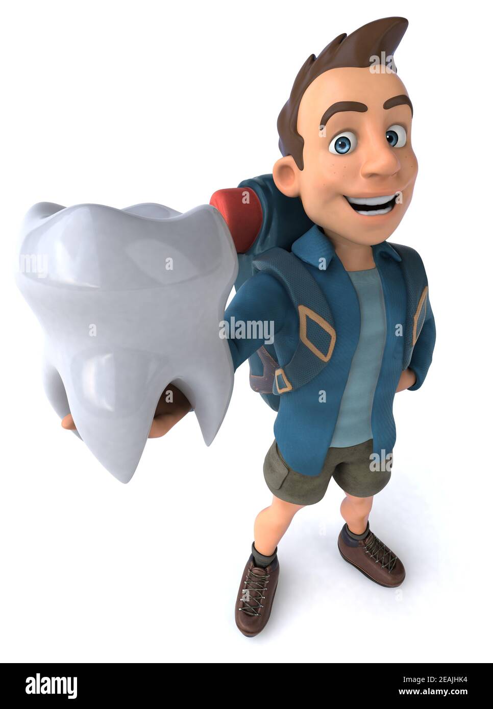 Fun illustration of a 3D cartoon backpacker Stock Photo - Alamy