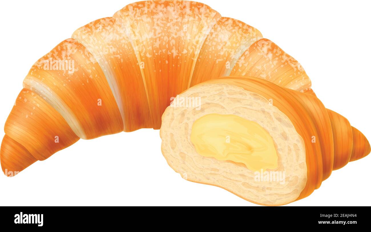 Freshly baked croissant with cream filling . Vector illustration Stock ...