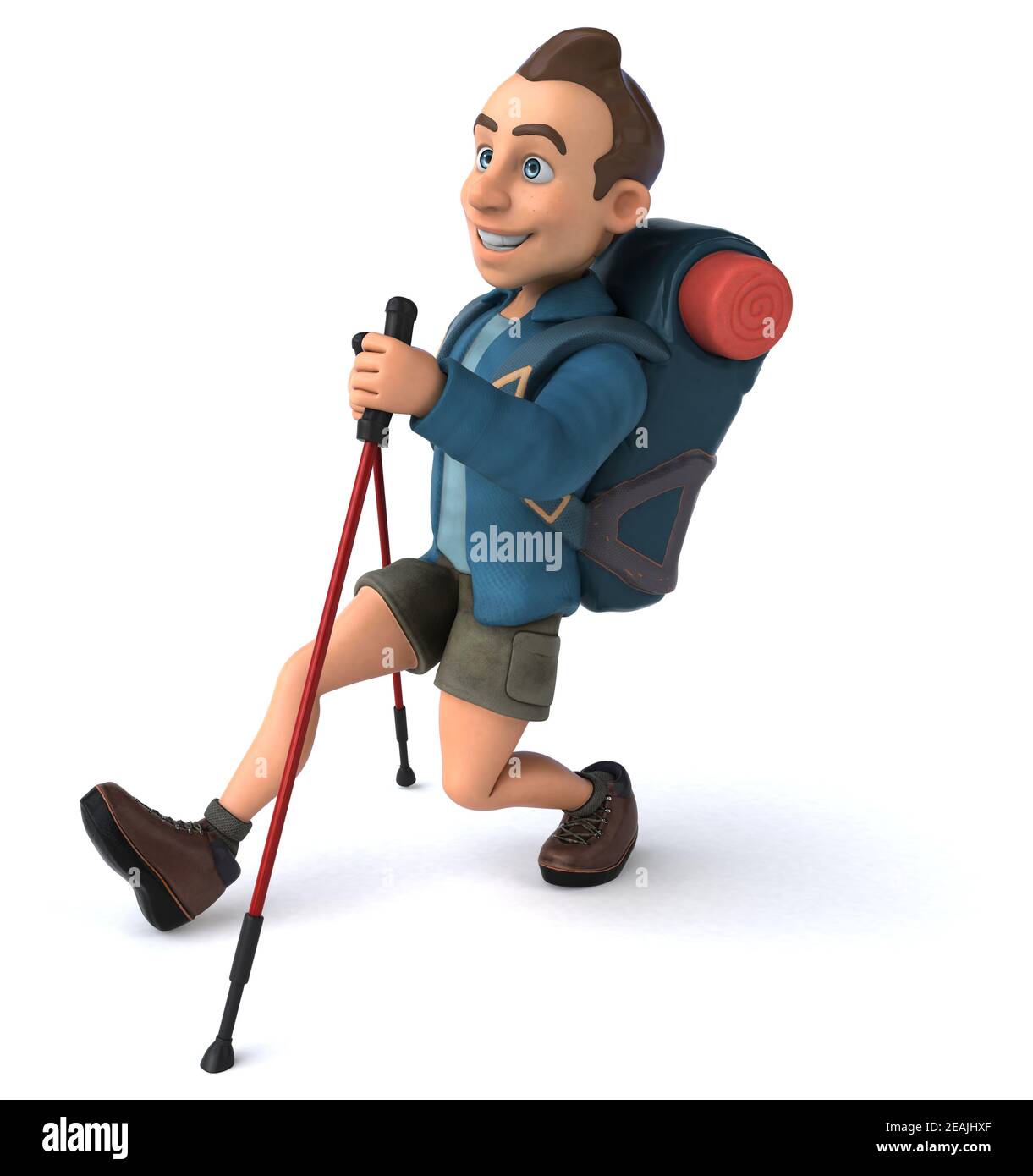 Fun illustration of a 3D cartoon backpacker Stock Photo - Alamy