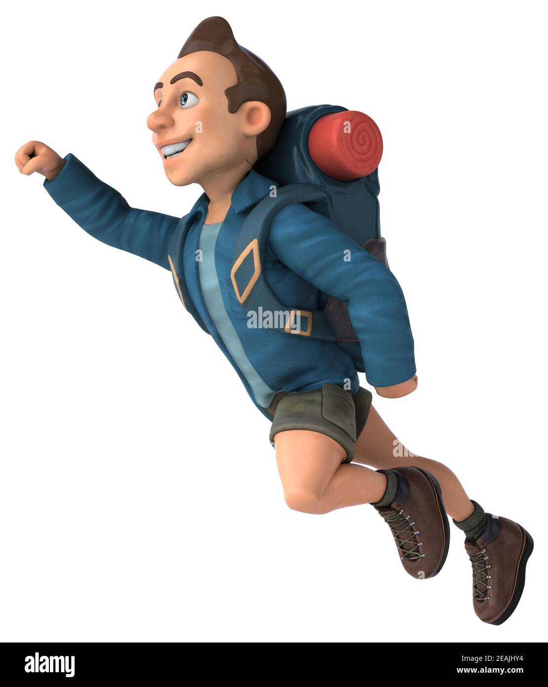 Fun illustration of a 3D cartoon backpacker Stock Photo - Alamy