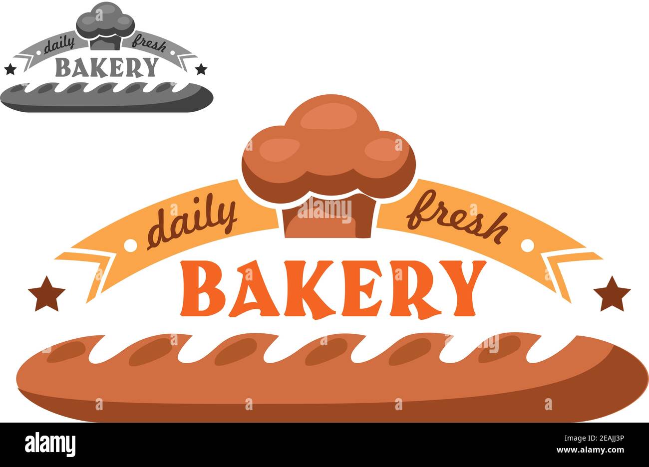 Bakery emblem or logo in retro style with appetizing crispy french ...