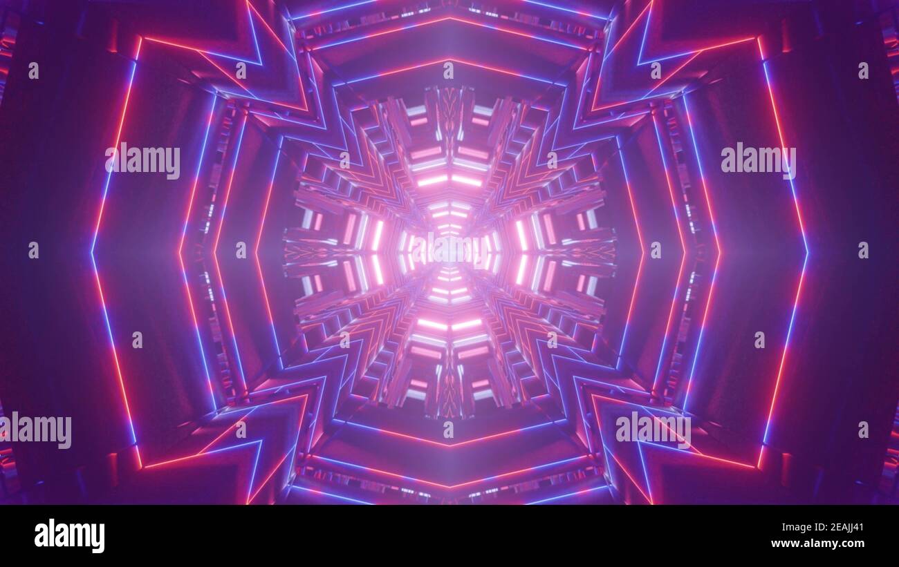 3D illustration of abstract neon tunnel Stock Photo - Alamy