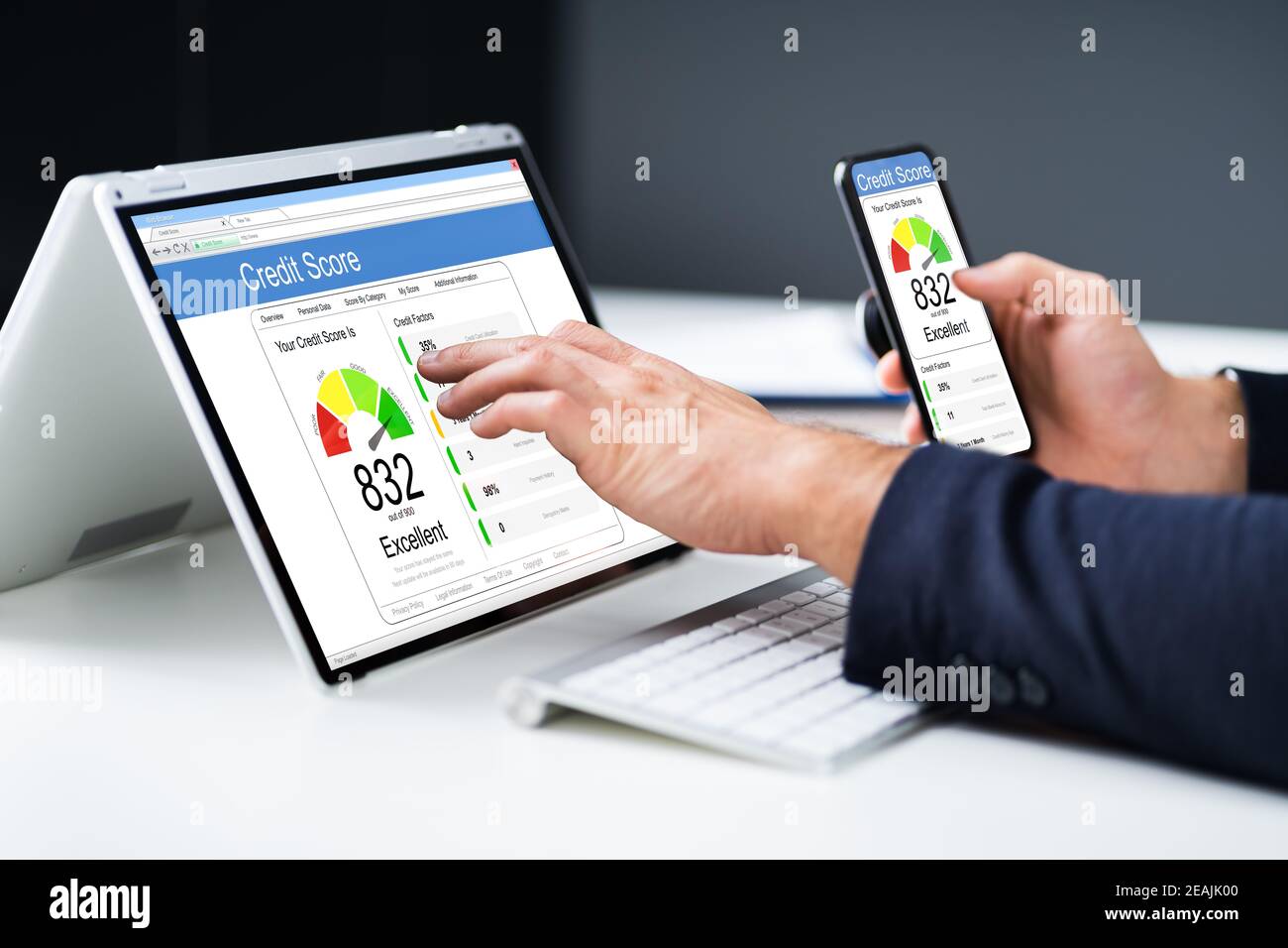 Online Credit Score Ranking Check On Laptop Stock Photo - Alamy
