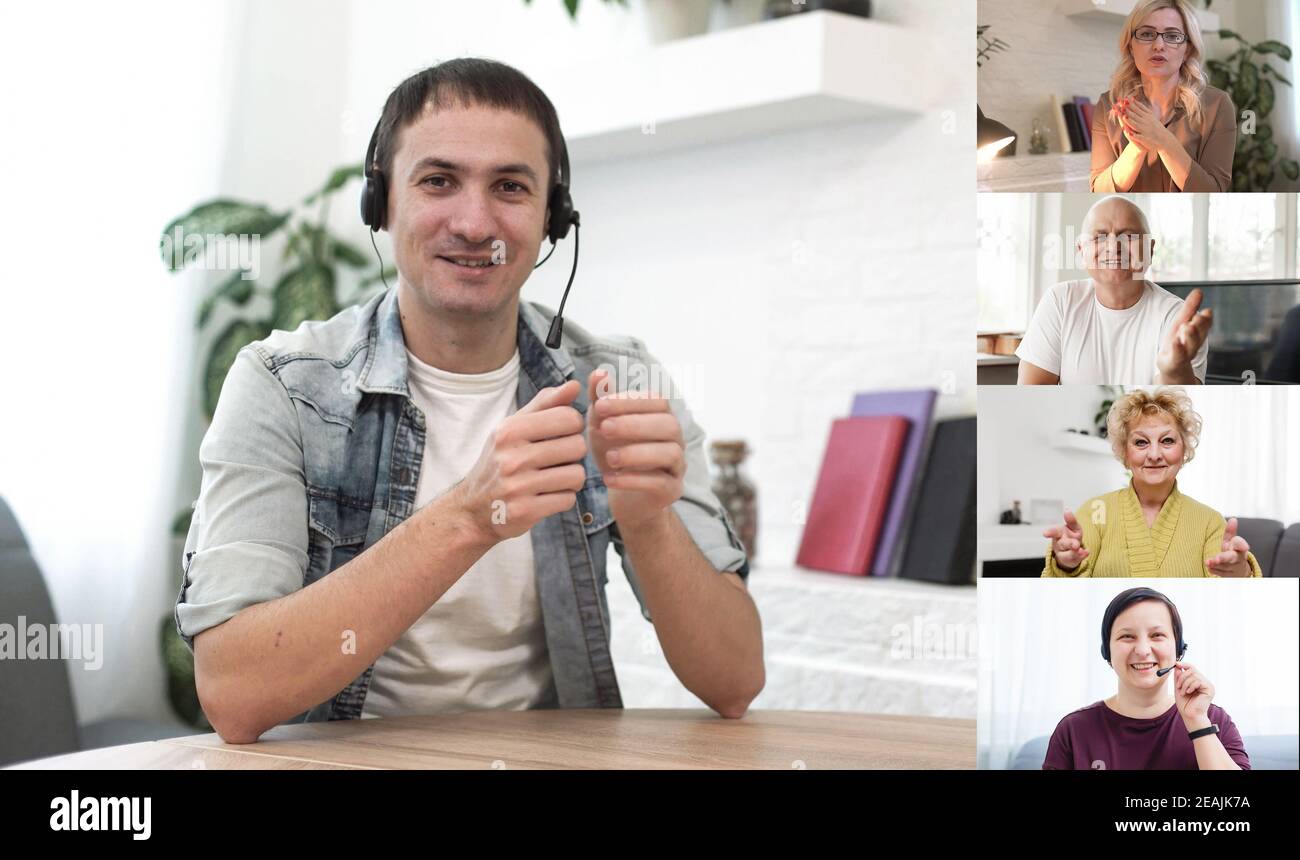 Zoom screen meeting faces hi-res stock photography and images - Alamy