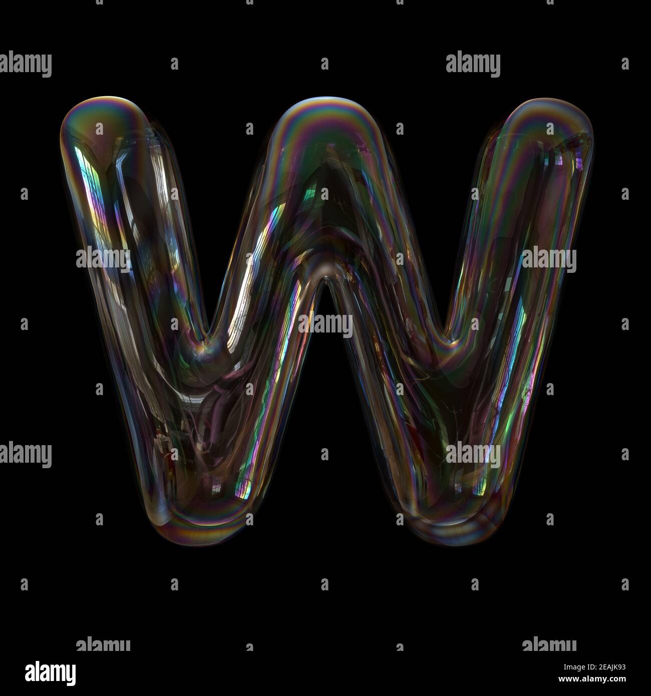 The Letter W In Bubble Letters With Color