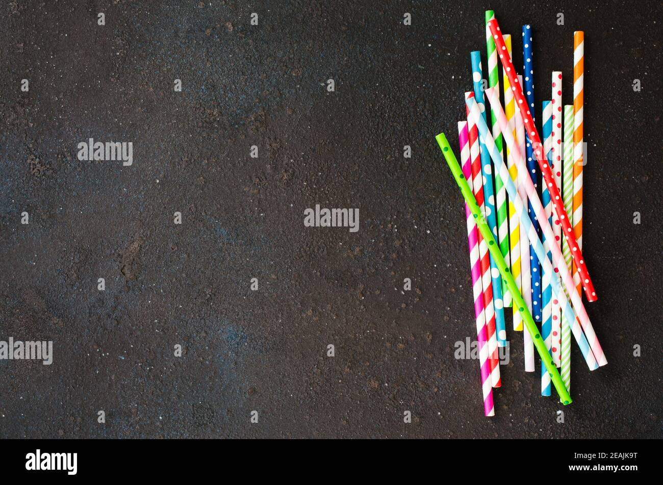 Colorful paper straws of different colors for cocktails and drinks on ...