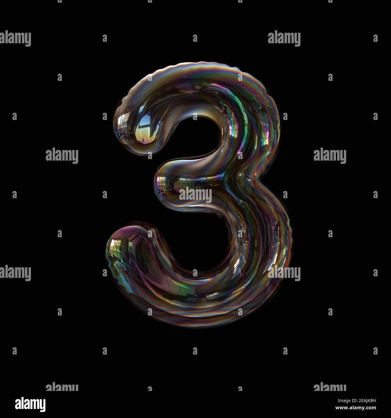 Soap bubble number 3 - 3d transparent digit - childhood, imagination or ...