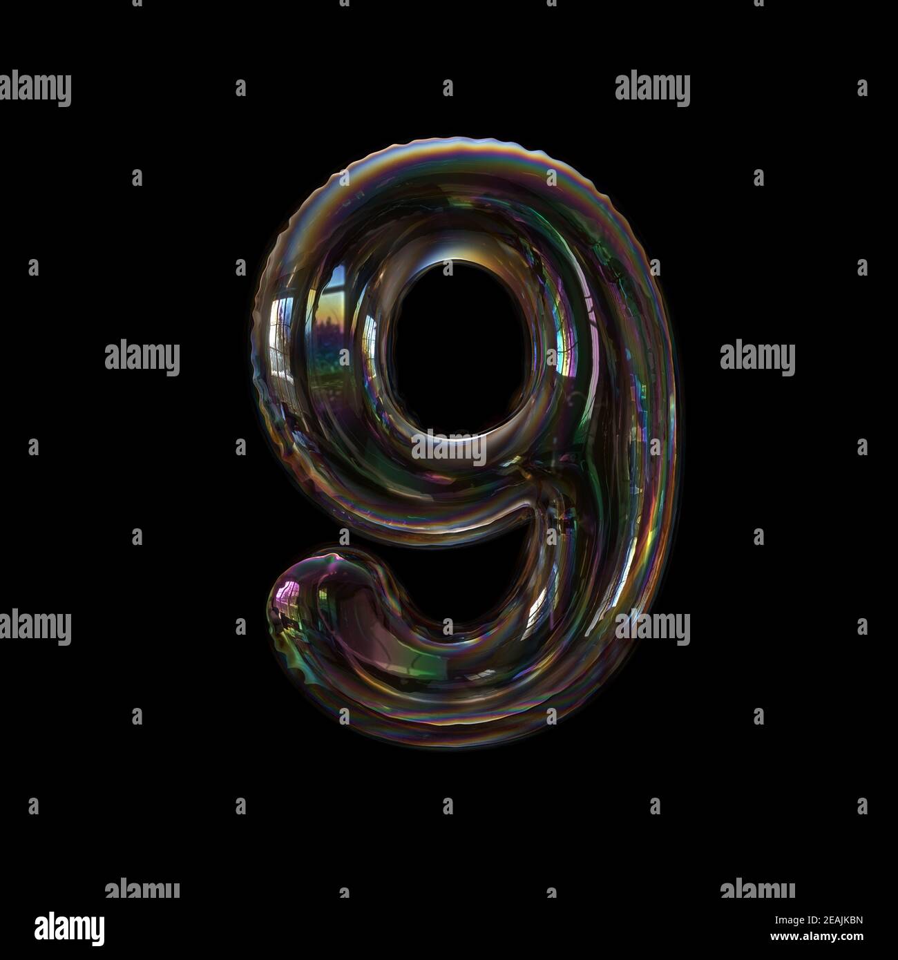 Soap bubble number 9 - 3d transparent digit - childhood, imagination or ...