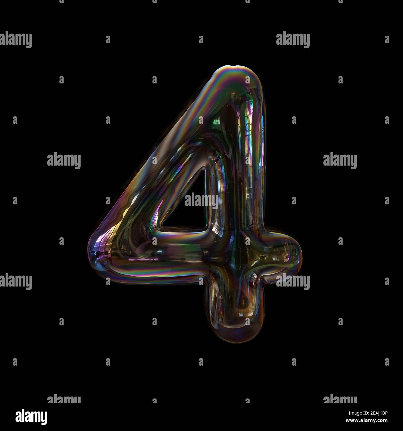 Soap bubble number 4 - 3d transparent digit - childhood, imagination or ...