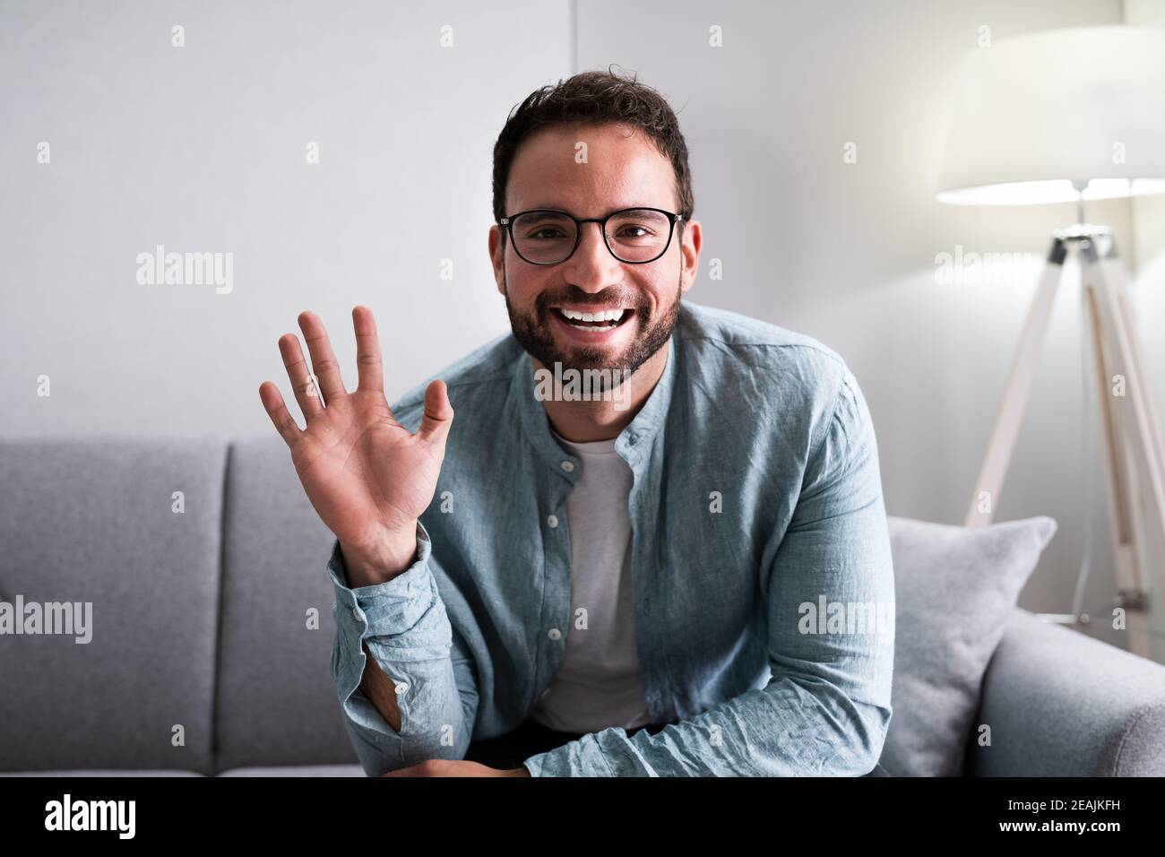 Casual Man Video Conference Chat Men Stock Photo - Alamy