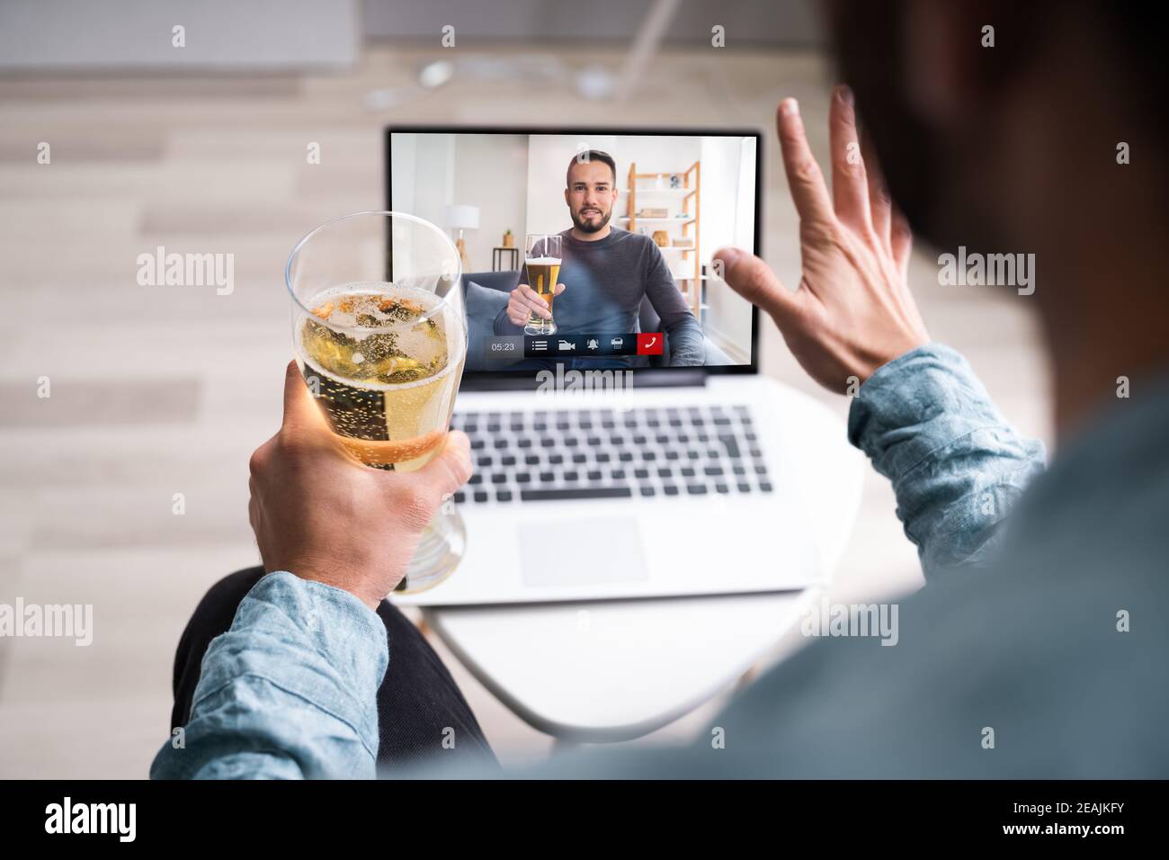 Online Virtual Beer Drinking Party Stock Photo - Alamy