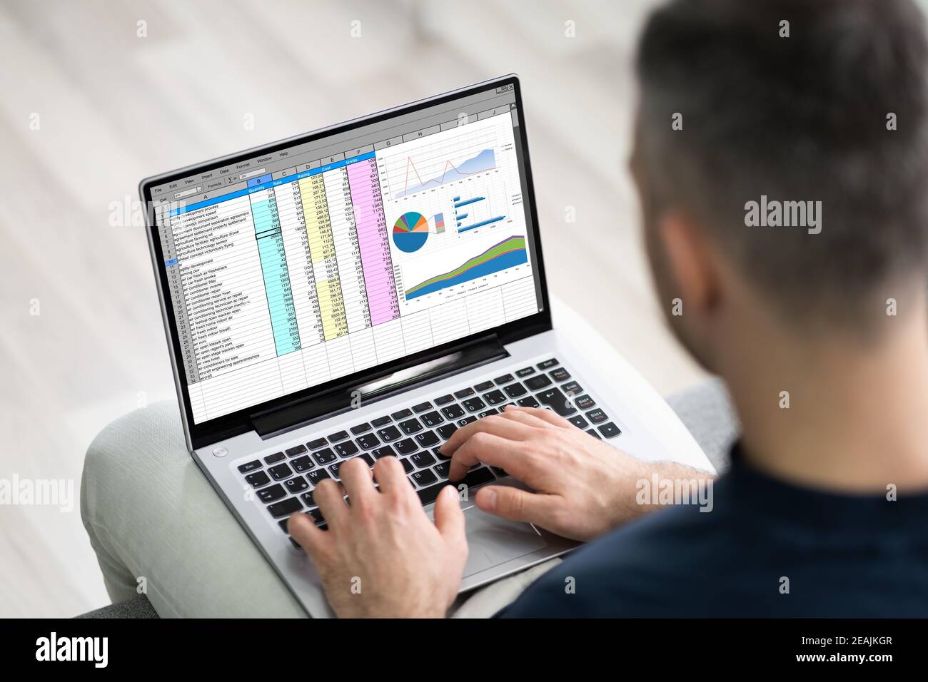 Man Using Spreadsheet Data Stock Photo - Alamy