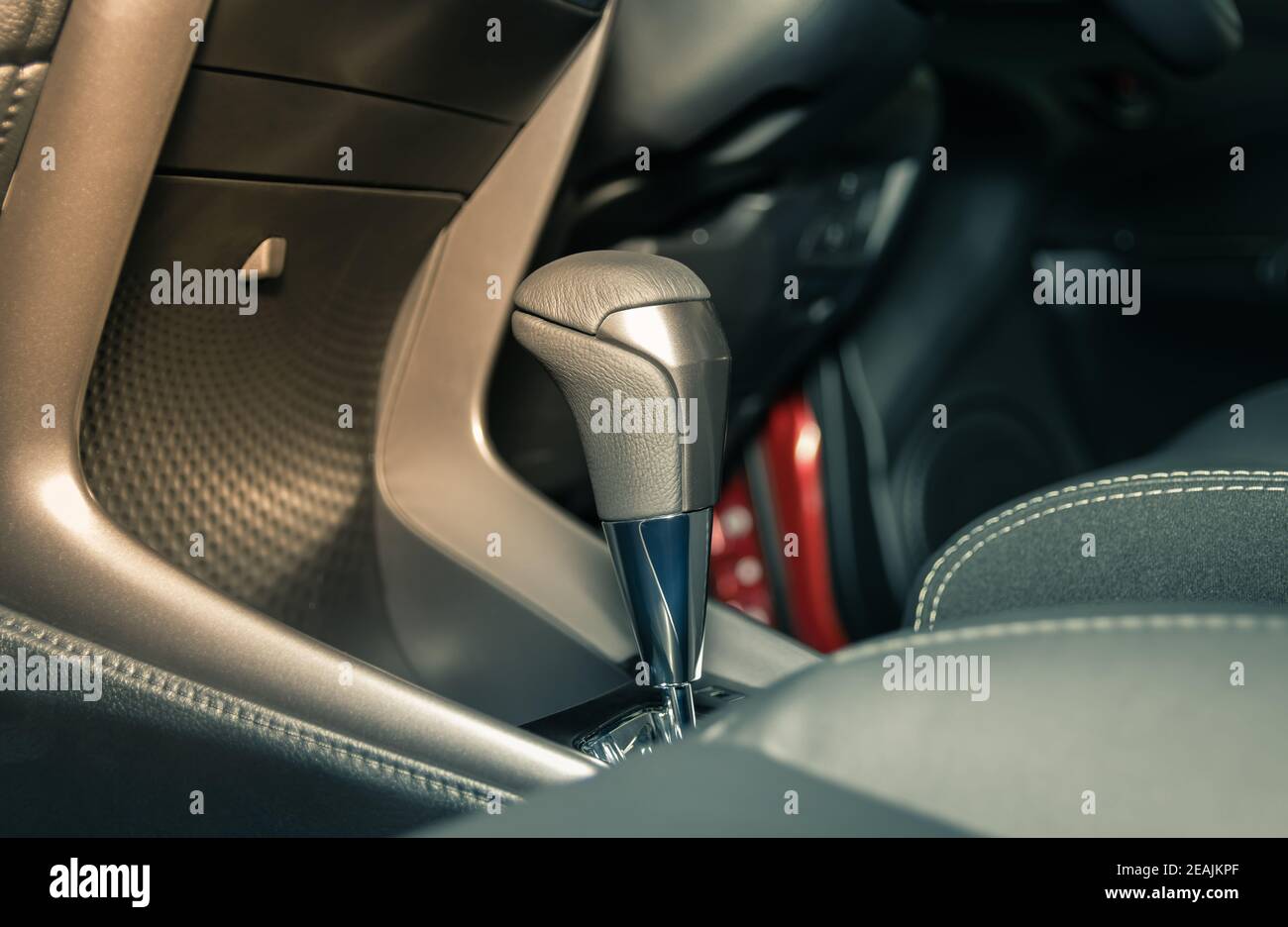 Gray Automatic Gear Handle in Car Interior in Vintage Tone Stock Photo ...