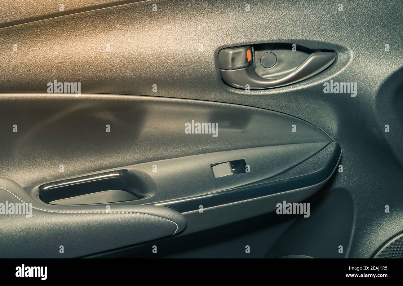 Door Handle and Side Mirror Control Switch of Car in Vintage Tone Stock ...