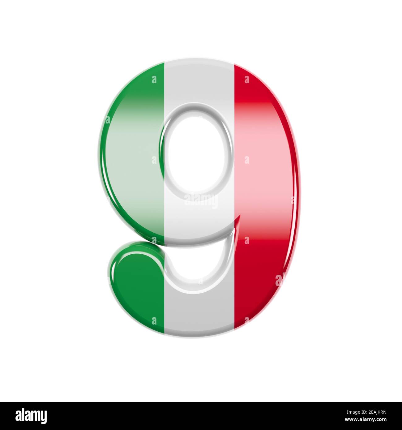 Italian number 9 - 3d Italy flag digit - Suitable for Italy, Europe or ...