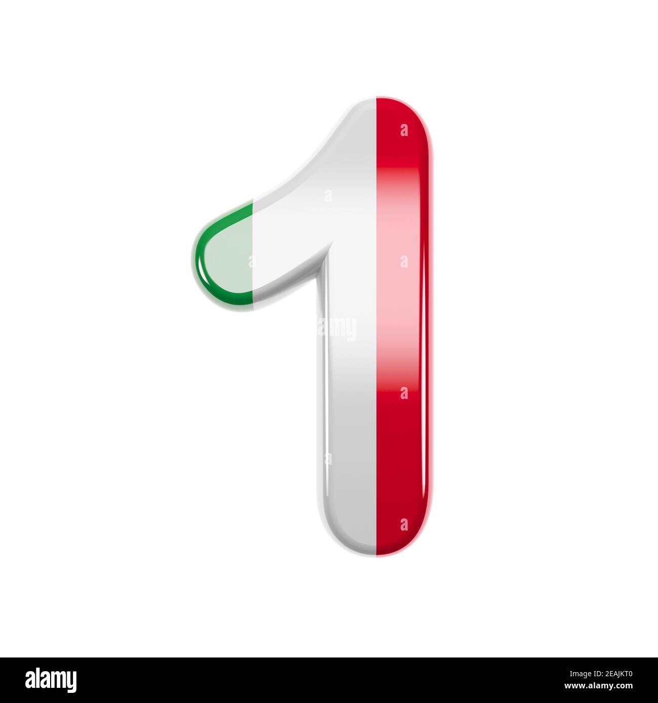 Italian number 1 - 3d Italy flag digit - Suitable for Italy, Europe or ...