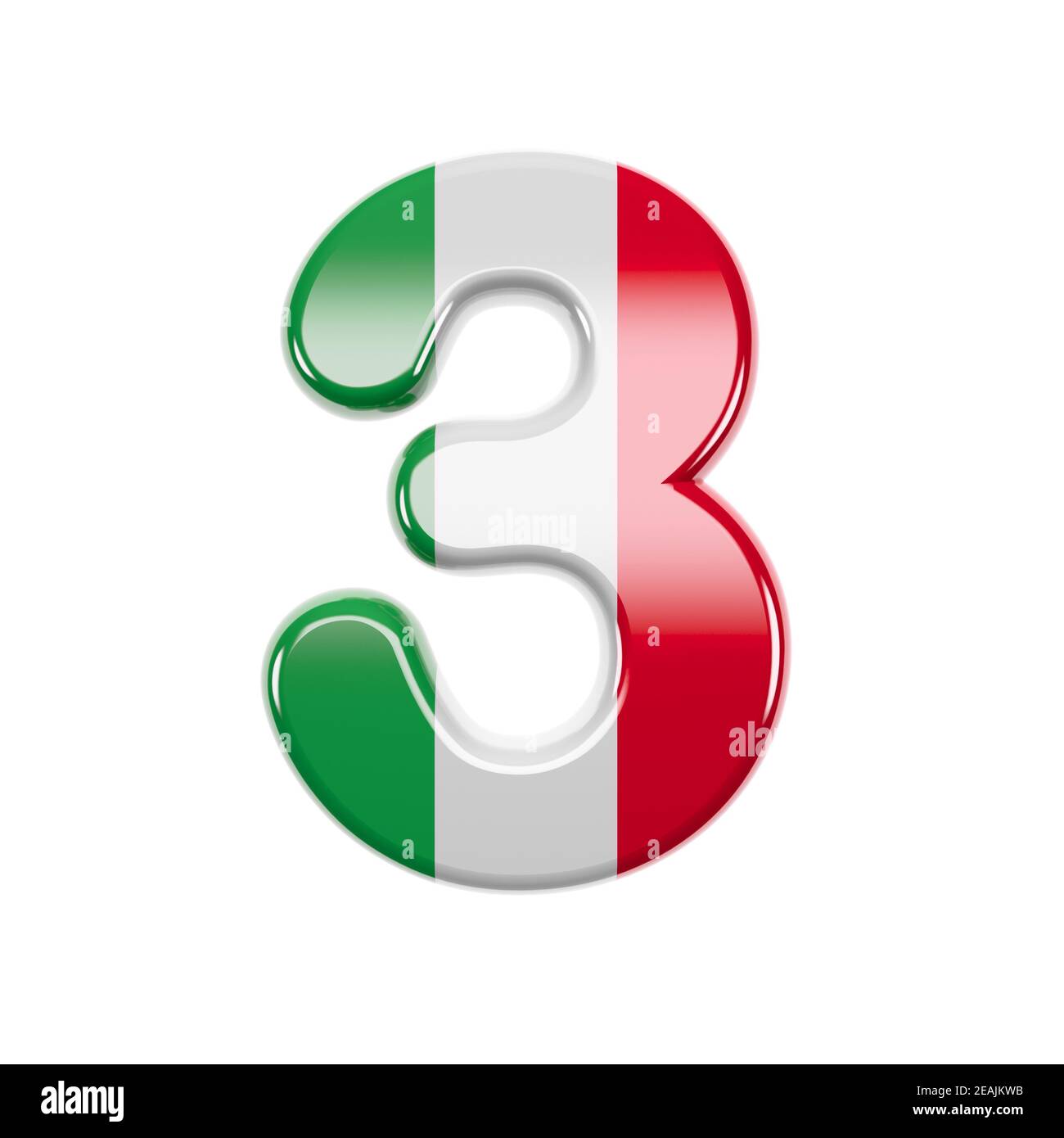 Italian number 3 - 3d Italy flag digit - Suitable for Italy, Europe or ...