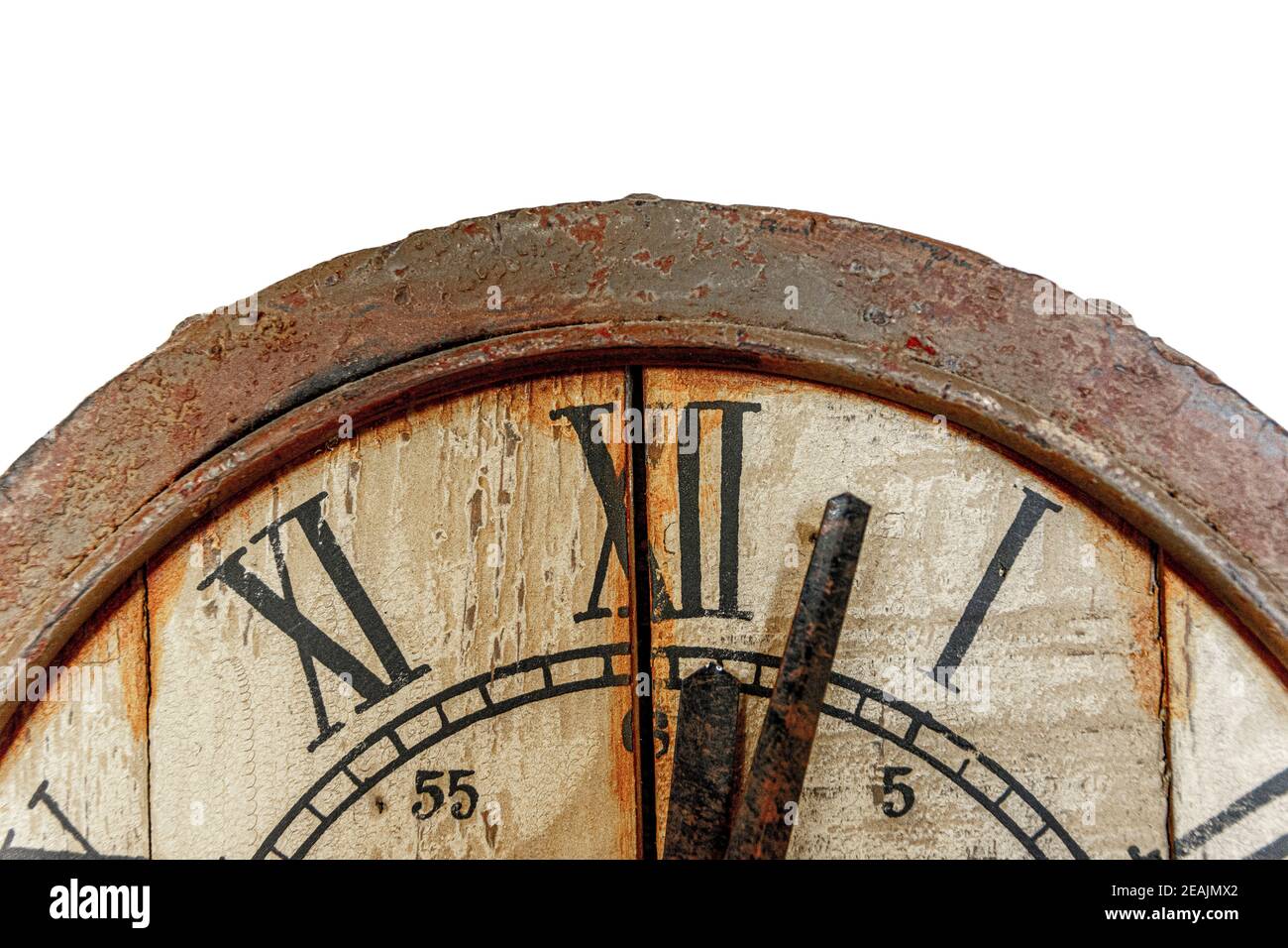 Old vintage and retro analogue clock displaying few minutes after ...