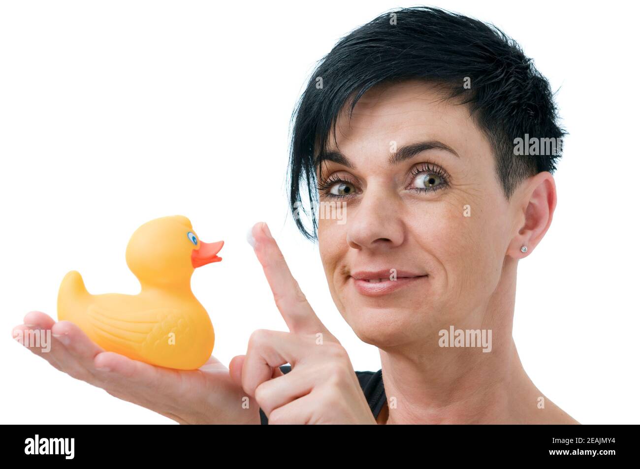Woman with rubber duck Stock Photo - Alamy