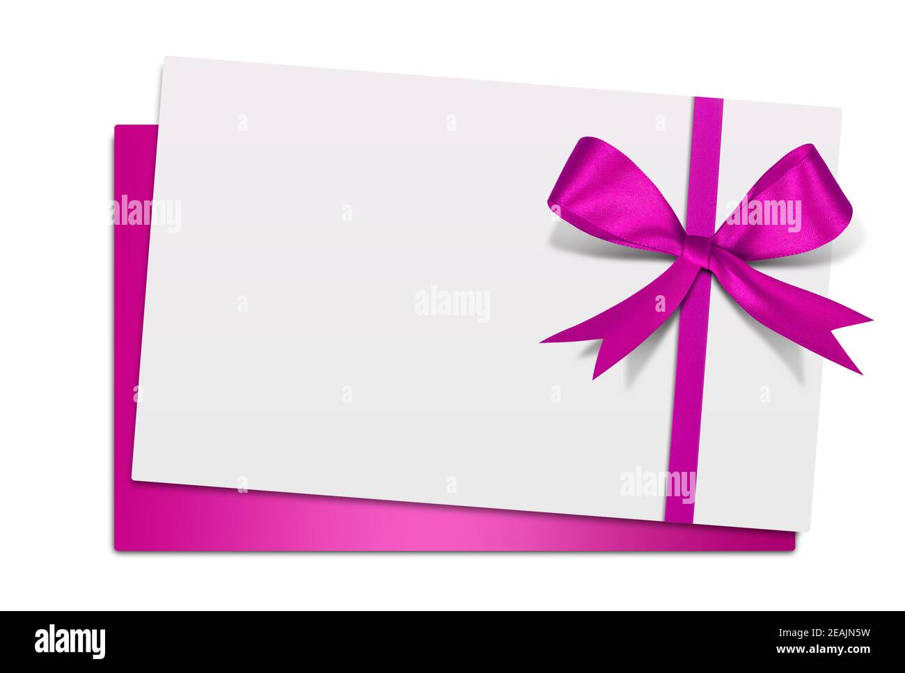 Gift card note with ribbon on isolated background Stock Photo - Alamy