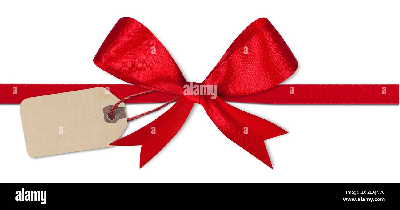 Gift card note with ribbon on isolated background Stock Photo - Alamy