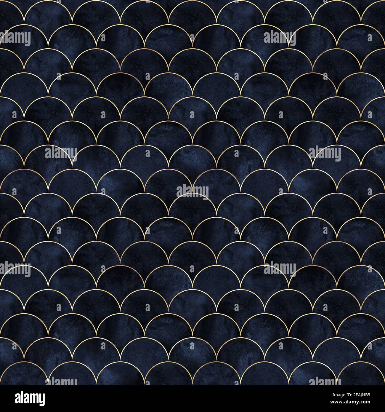 Luxury waves japanese mermaid fish scale golden seamless pattern ...