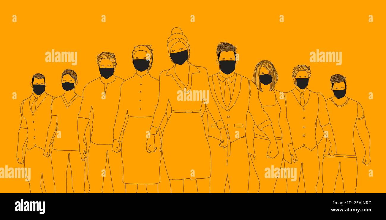 Covid 19 People Wearing Masks Crowd High Resolution Stock Photography ...