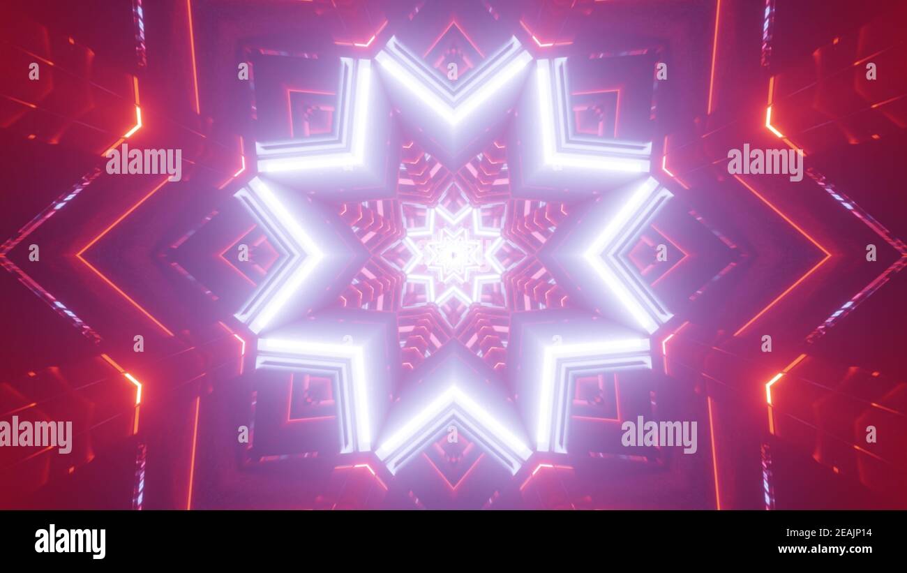 Abstract neon star shaped ornament 3d illustration Stock Photo - Alamy
