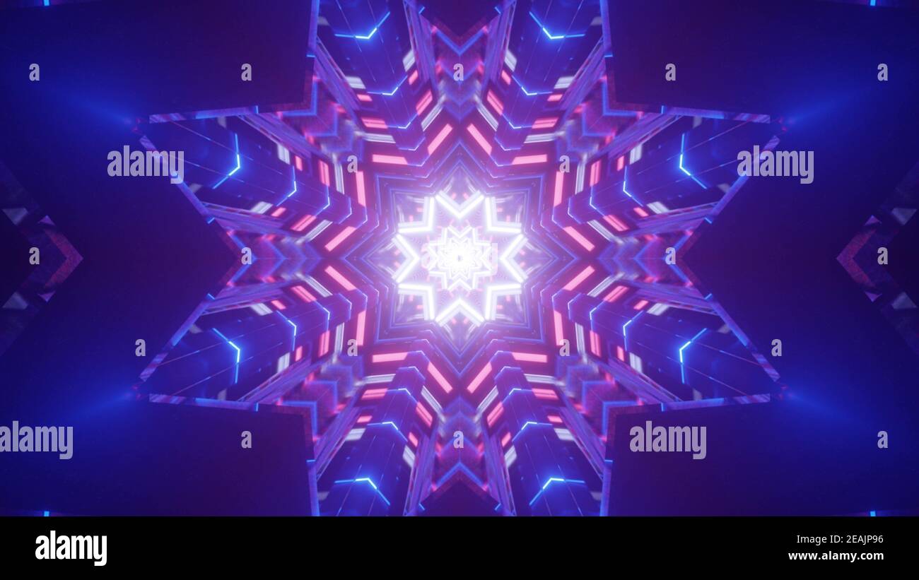 Ornamental crystal shaped neon pattern 3d illustration Stock Photo - Alamy