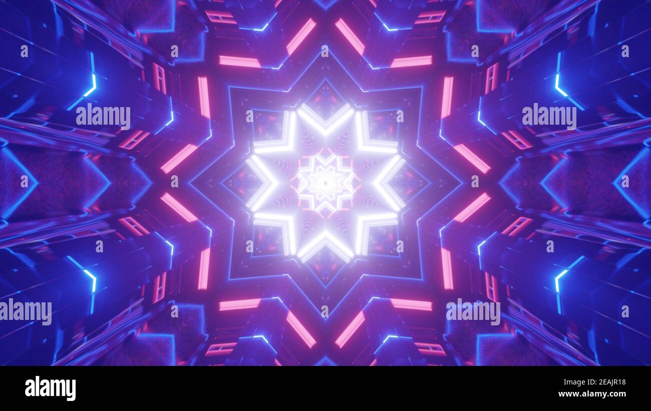 Futuristic geometric design with lights effect 3d illustration Stock ...