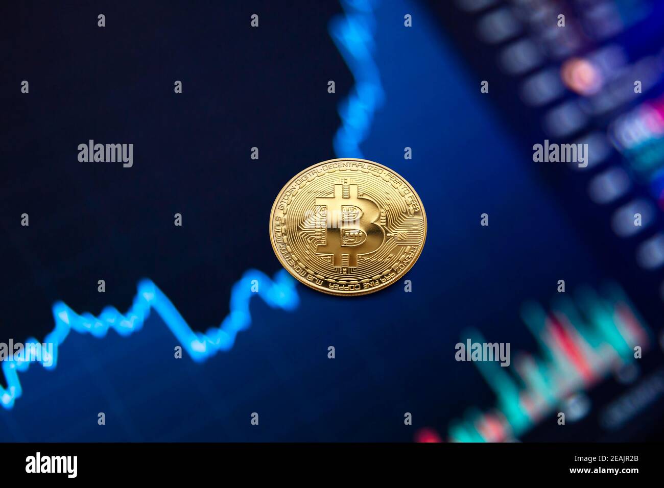 Bitcoin Cryptocurrency. Bitcoin coin growth chart on the exchange ...